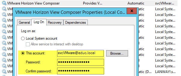 Installing VMware Horizon View Composer fails with Error 1920 - vEducate.co.uk