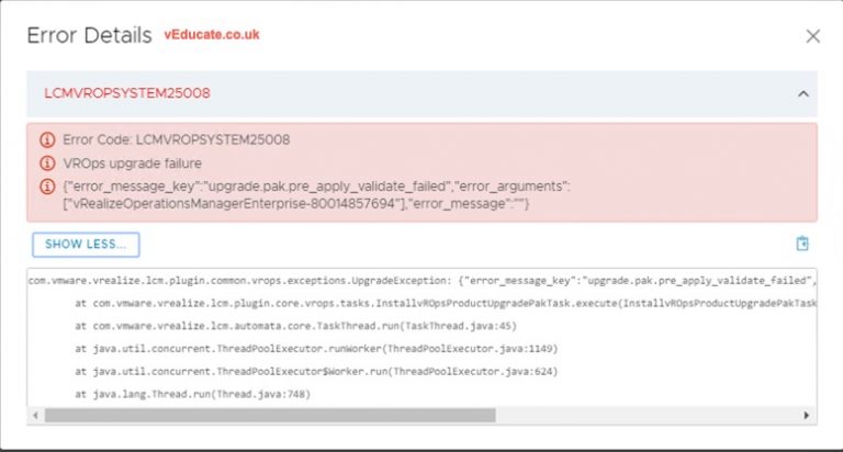 vRSLCM 8.0 - vROPs 7.5 upgrade fails due to Admin password expiry - vEducate.co.uk