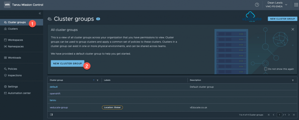 VMware Tanzu Mission Control - Getting started with your first cluster ...