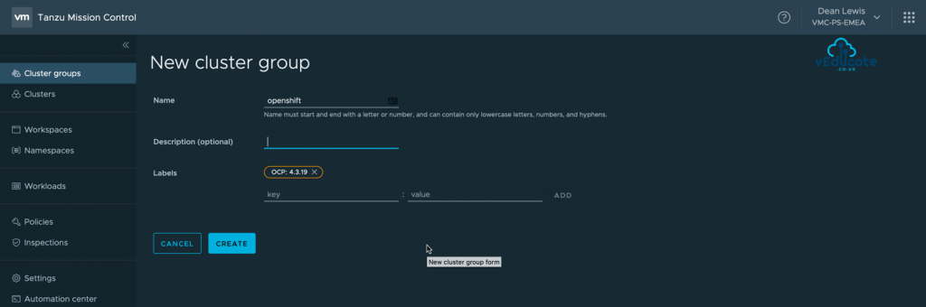 VMware Tanzu Mission Control - Getting started with your first cluster ...