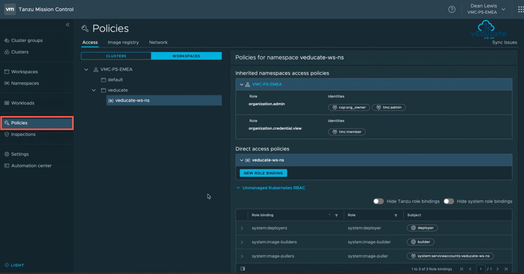 VMware Tanzu Mission Control - Workspaces and Policies - vEducate.co.uk