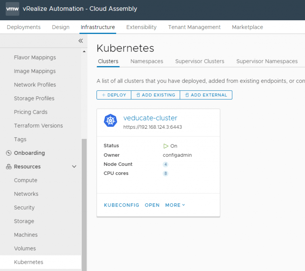 Using Vra To Deploy Vsphere With Tanzu Namespaces And Clusters
