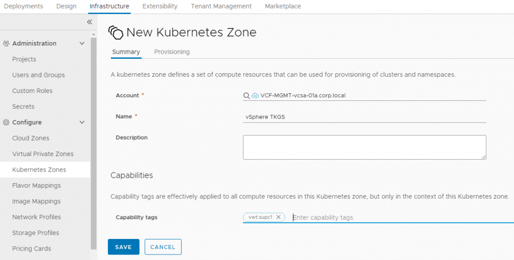 Using Vra To Deploy Vsphere With Tanzu Namespaces And Clusters