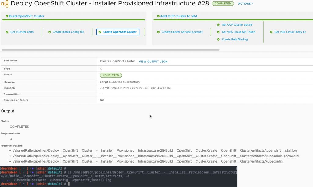 Deploying OpenShift clusters (IPI) using vRA Code Stream