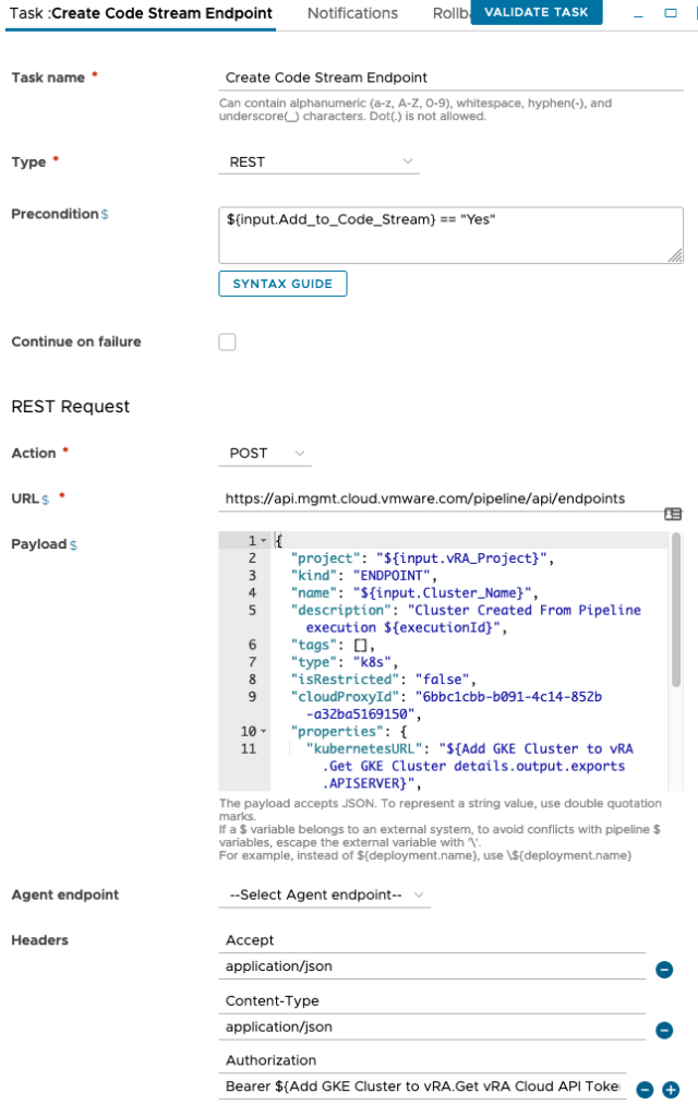 vRealize Automation - Deploying a GKE Cluster with Code Stream, add to Tanzu Mission Control ...
