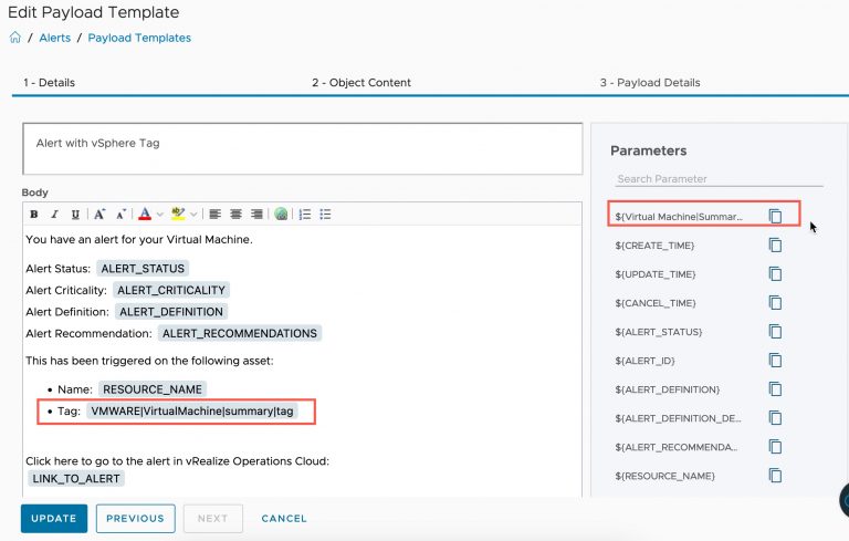 How To Add Vsphere Tags To Vrealize Operations Alert Emails Using A Custom Payload Uk